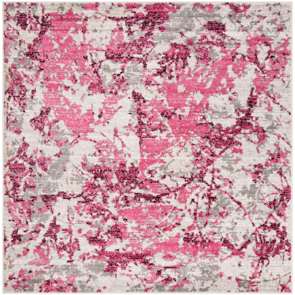 SAFAVIEH Skyler Pink/Ivory 7 ft. x 7 ft. Square Abstract Area Rug ...