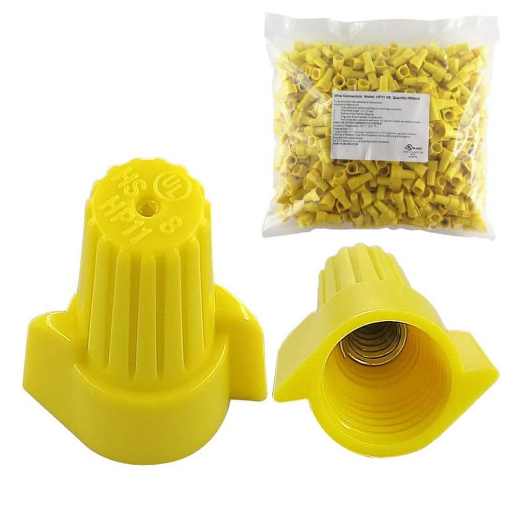 Lukyamzn 500-Pcs Electrical Yellow Winged Wire End Connector Caps ...