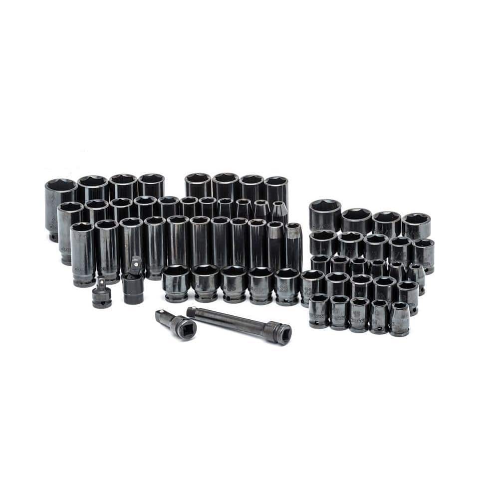 Husky 1/2 in. Drive SAE/Metric Impact Socket Set with Impact Adapters ...