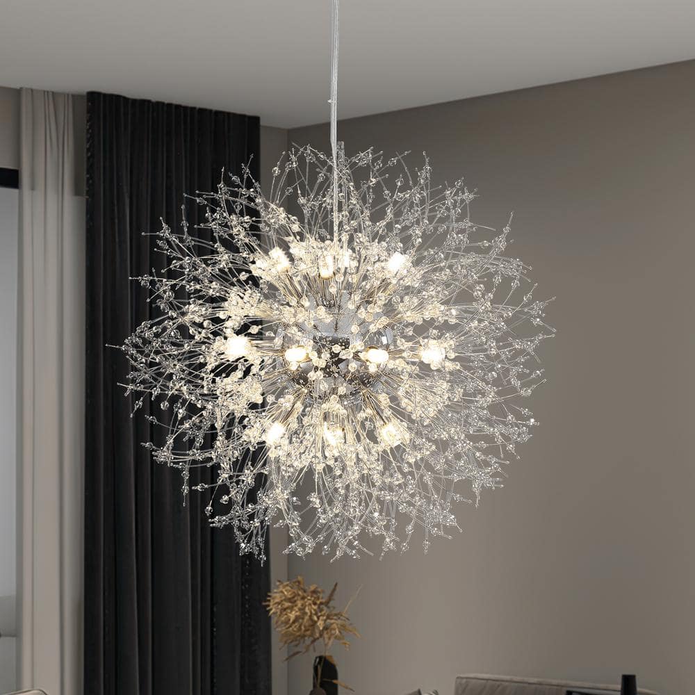 ZJVAIVE 16-Light Sliver Adjustable Dimmable Linear Chandelier Lighting ...