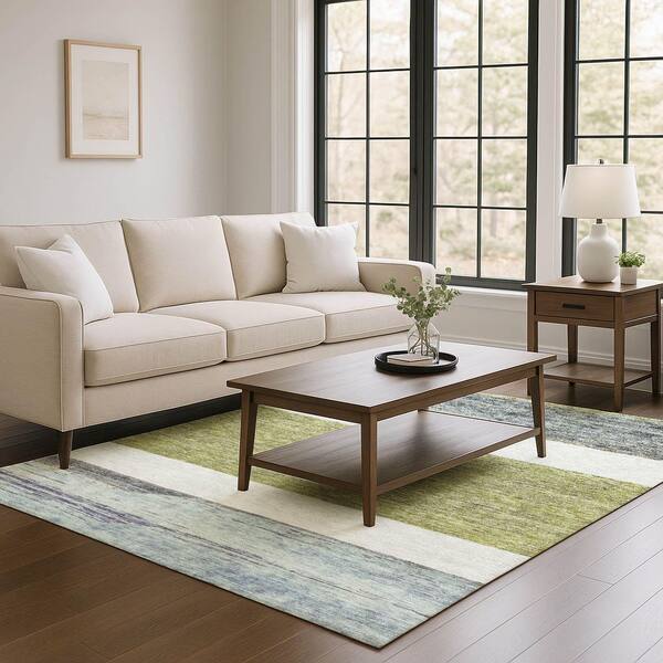Addison Rugs Mayfield Premium Machine Washable Abstract AMF1624 Aloe 9 ...