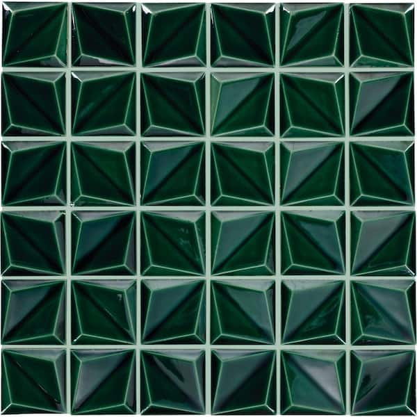 ELIANE Noronha Jade (Green) Glossy 3 in. x 3 in. Ceramic Stone Look ...