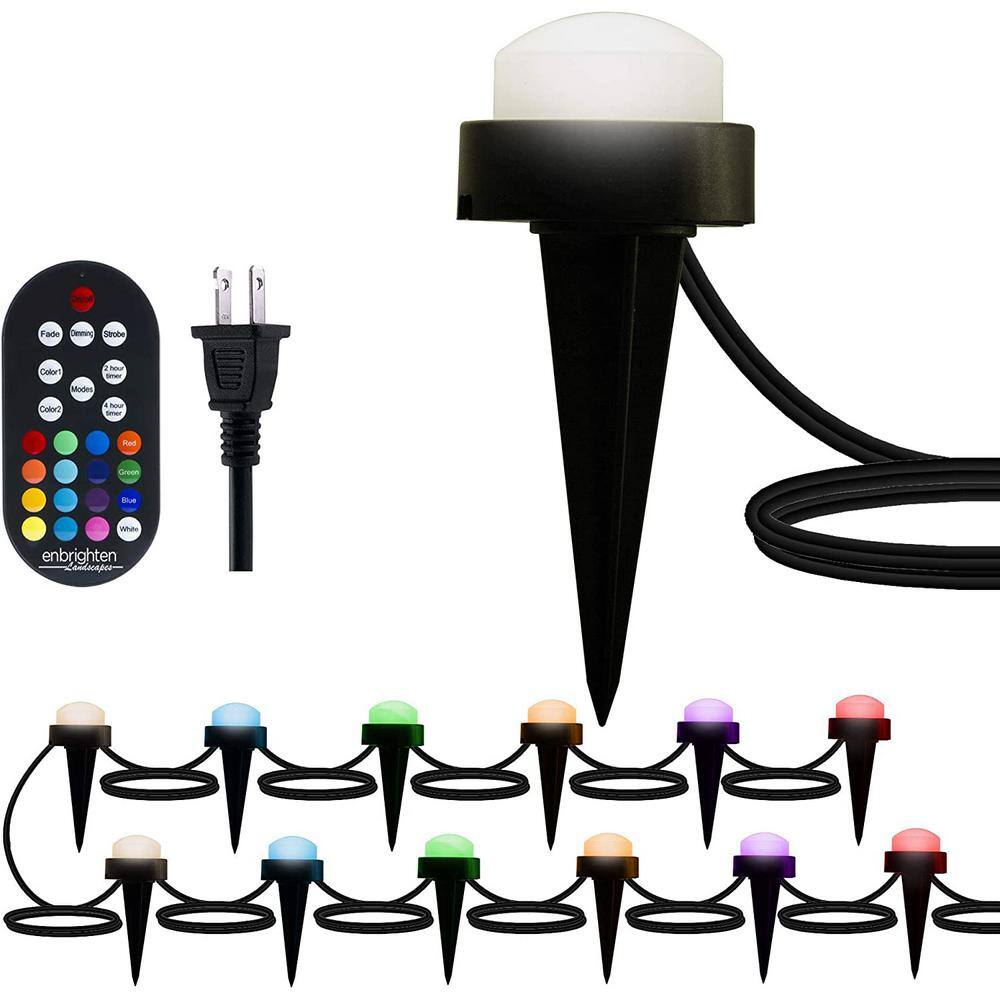 Enbrighten Seasons Plug-In Black LED Color Changing Mini Path Light ...