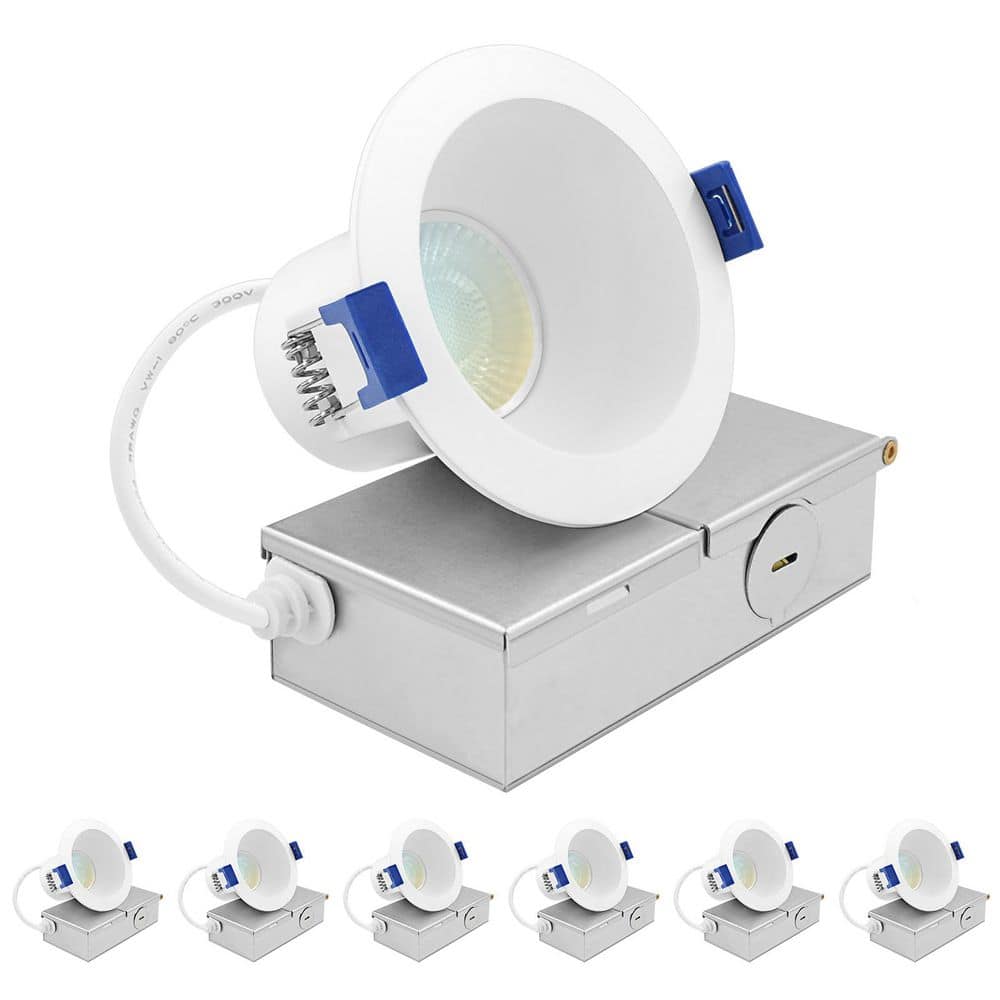 LUXRITE 3 in. Integrated LED Recessed Light J-Box 8 Watts 5CCT ...