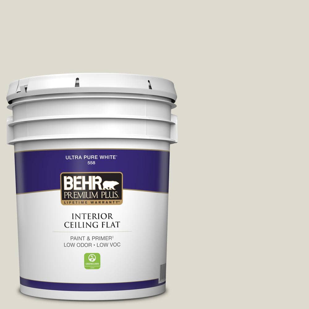 BEHR PREMIUM PLUS 5 gal. #GR-W11 Silver Ash Ceiling Flat Interior Paint ...