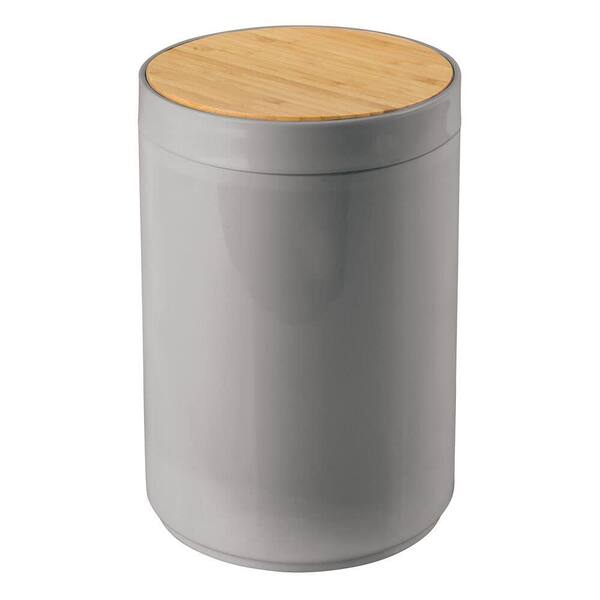 1.3 Gal. Gray Plastic Circular Trash Can with Swinging Closure Lid ...