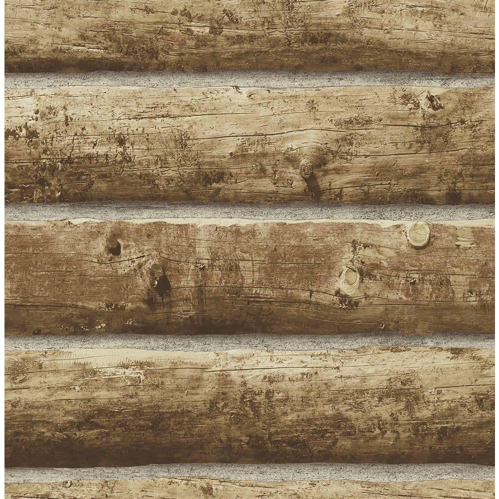 Seabrook Designs 56 sq. ft. Brown Colorado Faux Wood Logs Unpasted ...
