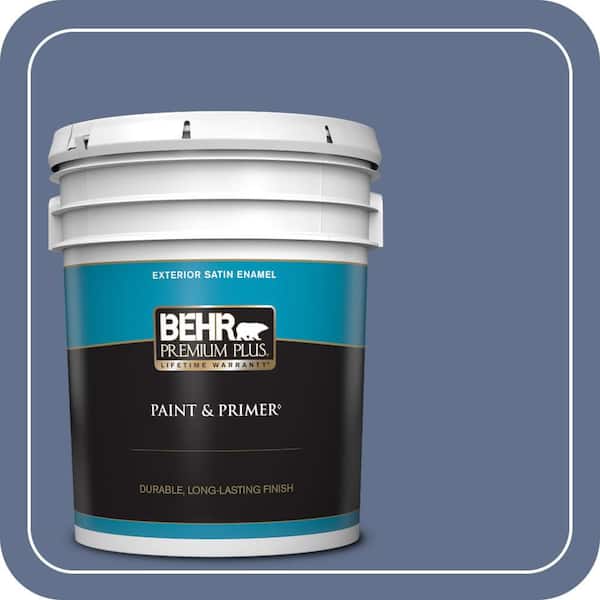 BEHR PREMIUM PLUS 5 gal. #600F-6 Atlantic Blue Satin Enamel Exterior ...