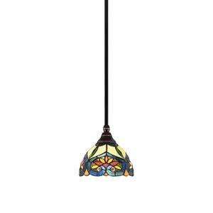 Sparta 100-Watt 1-Light Black Copper Mini Pendant Light with Sierra Art ...