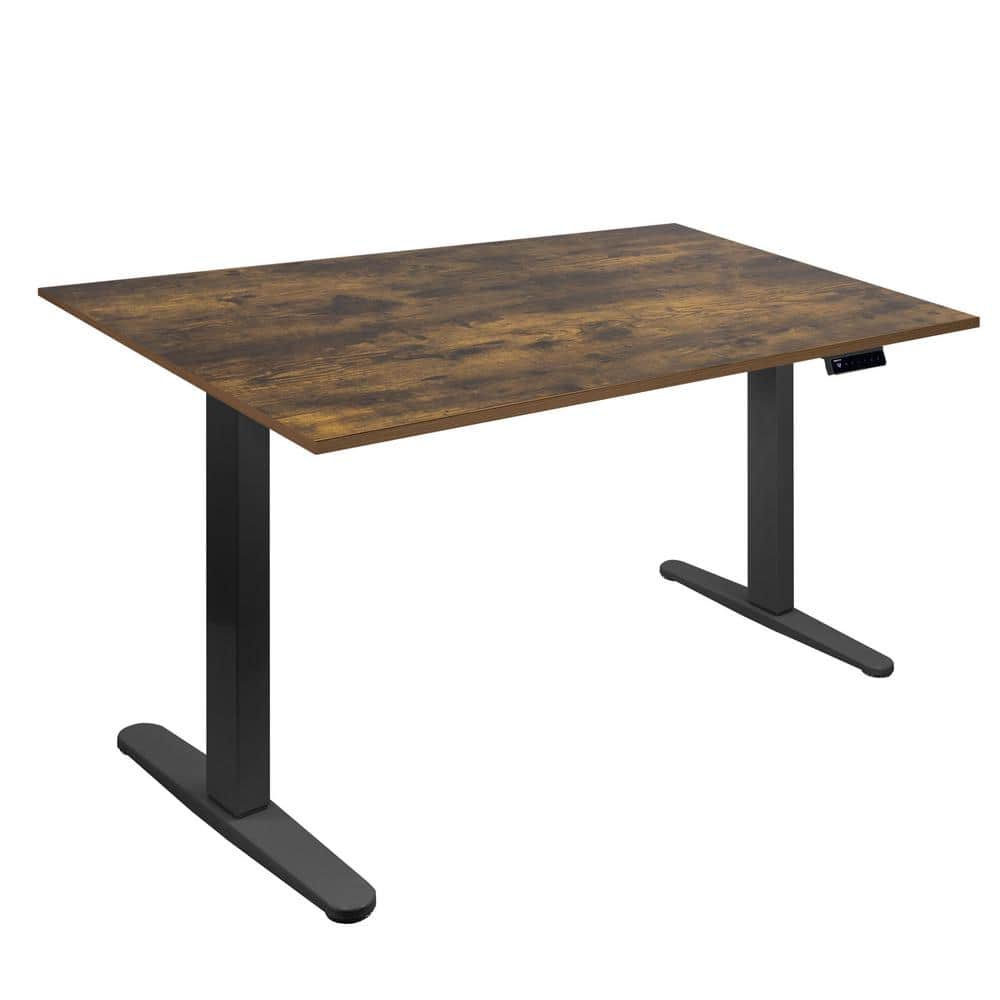 mount-it! 55 in. Oak Tabletop Height Adjustable Electric Standing Desk ...