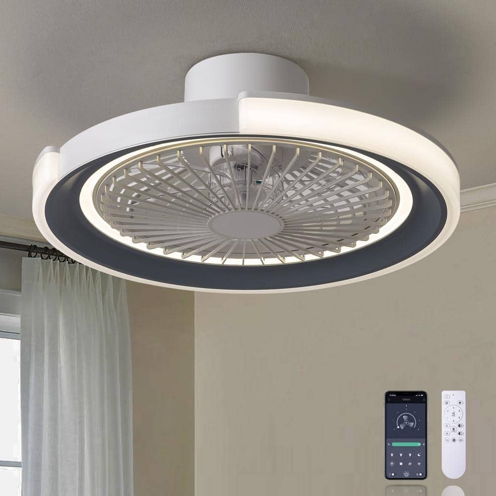 ANTOINE 20 in. Indoor Dimmable LED Light Small White Ceiling Fan Low ...