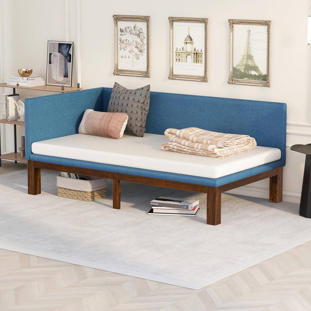 Harper & Bright Designs Blue Twin Size Upholstered Daybed with Wood ...