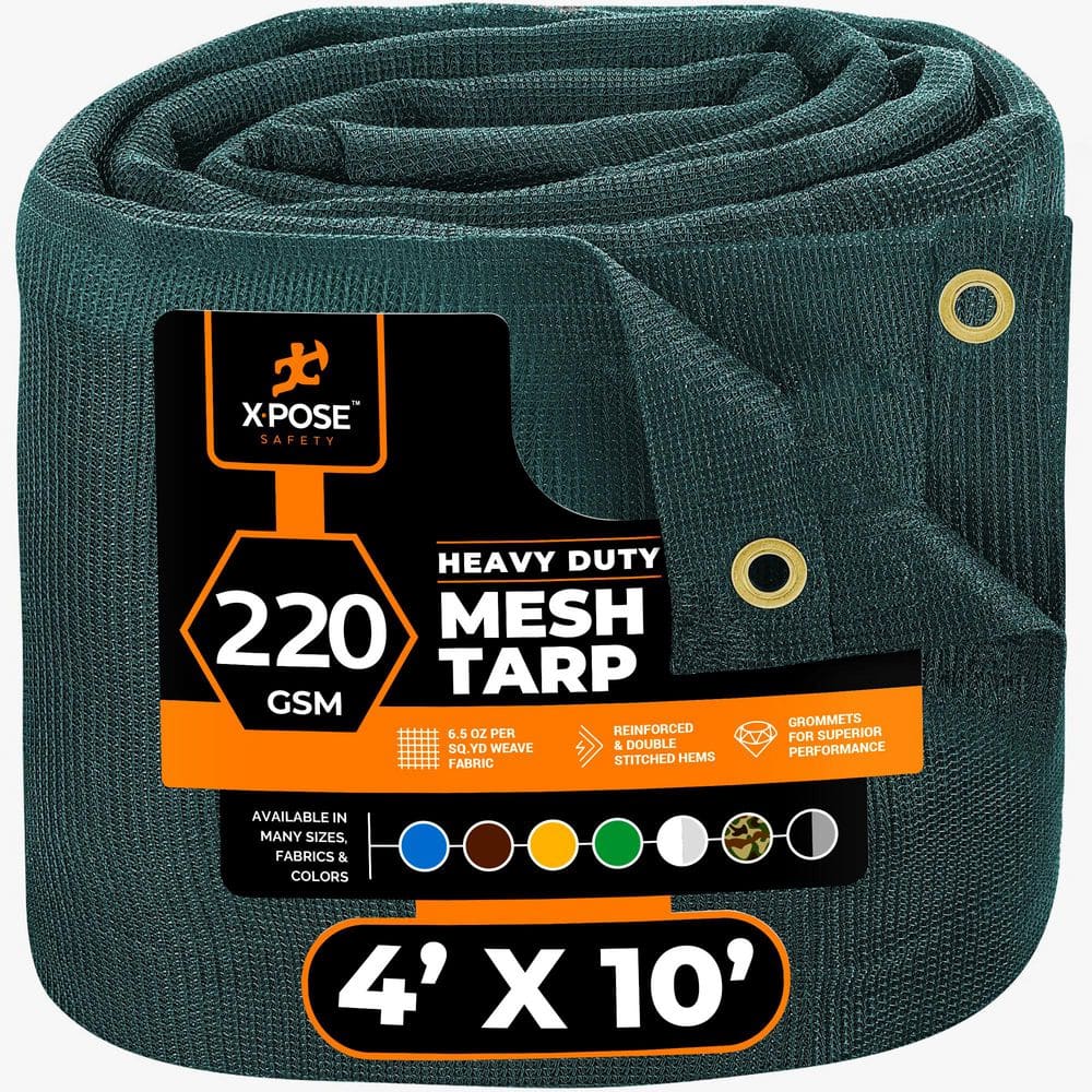 XPOSE SAFETY 4 ft. x 10 ft. Heavy Duty Mesh Tarp - Green GMT-410-X ...