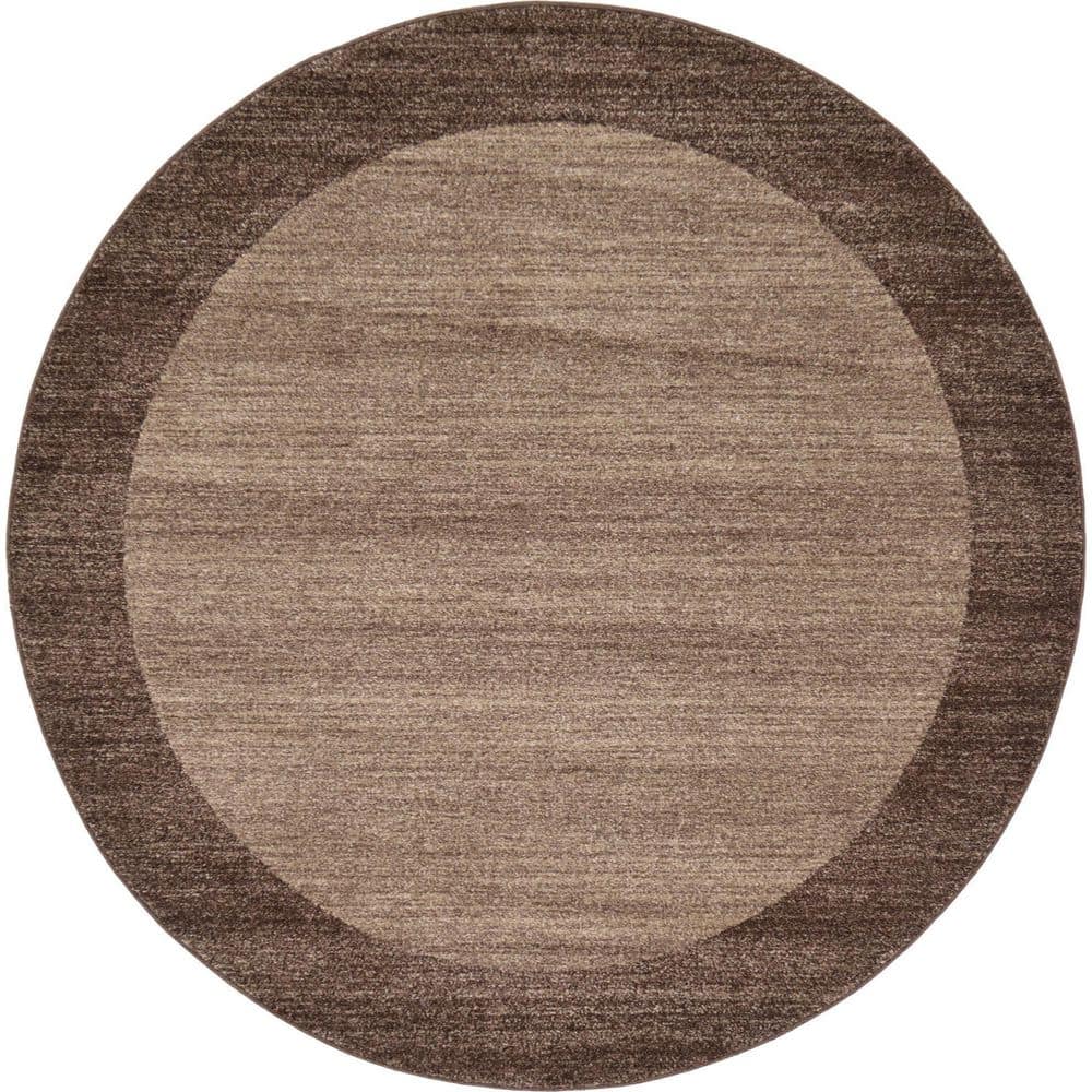 Unique Loom Del Mar Abigail Light Brown 6' 0 x 6' 0 Round Rug 3129283 ...
