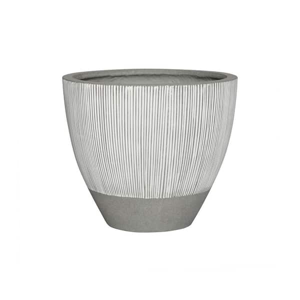 PotteryPots 13 in. W Jesslyn XXS, Modern Geometrically Shaped Ficonstone Planter with Vertically ...