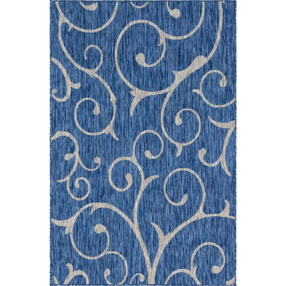 Unique Loom Outdoor Curl Azure Blue 8 ft. x 11 ft. Area Rug 3144884 ...