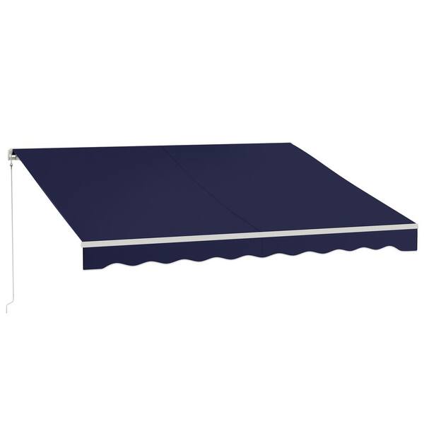 Outsunny 10 ft. x 12 ft. Dark Blue Rectangle Retractable Sunshade Sail ...