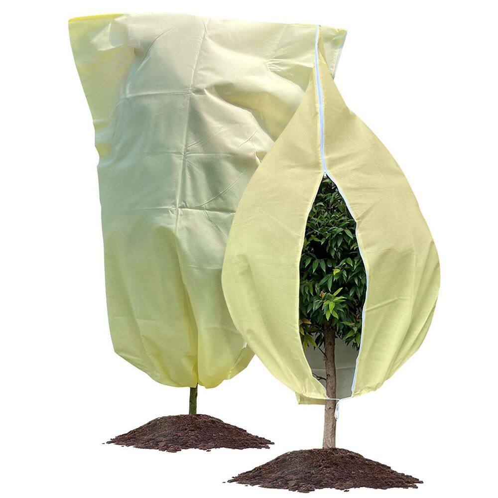 Angel Sar 70 in. Yellow Plant Covers Freeze Protection, Non-Woven Fabric, Shrub Cover with ...