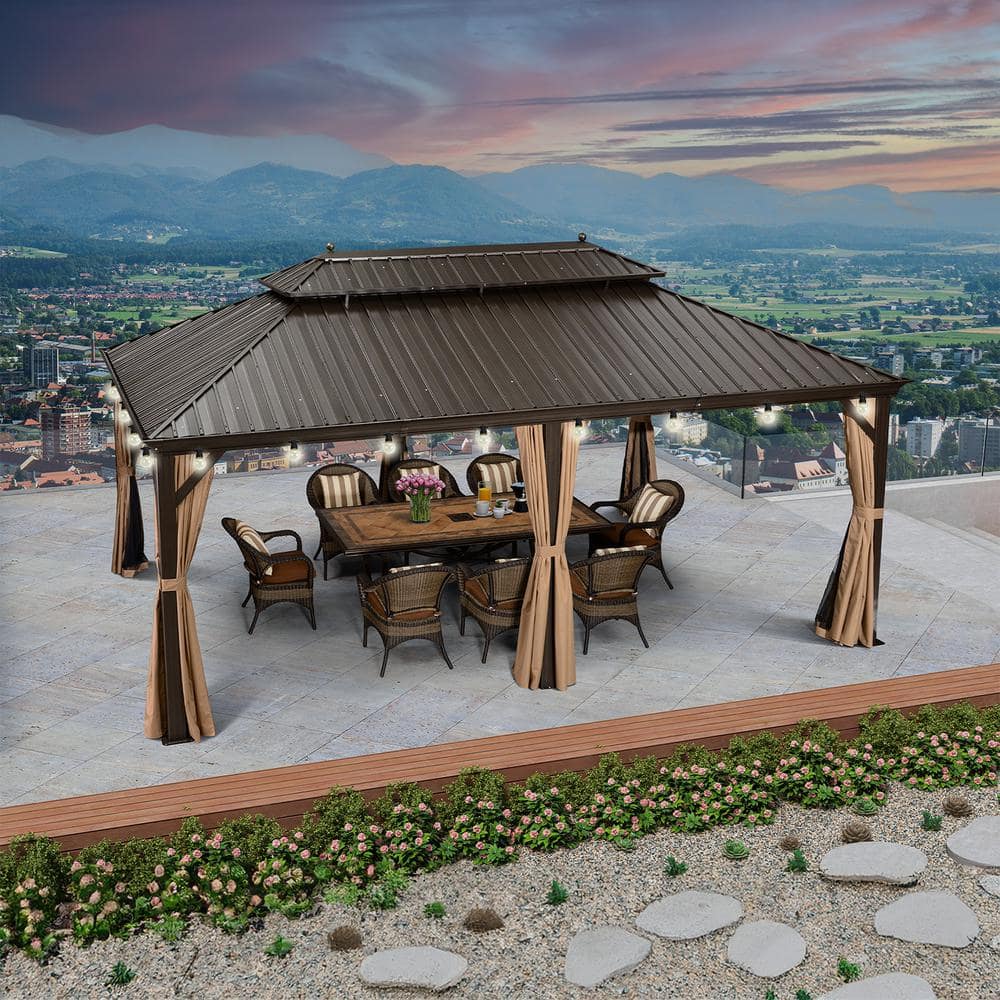 PURPLE LEAF 12 ft.x 20 ft.Bronze Patio Outdoor Gazebo for Backyard ...