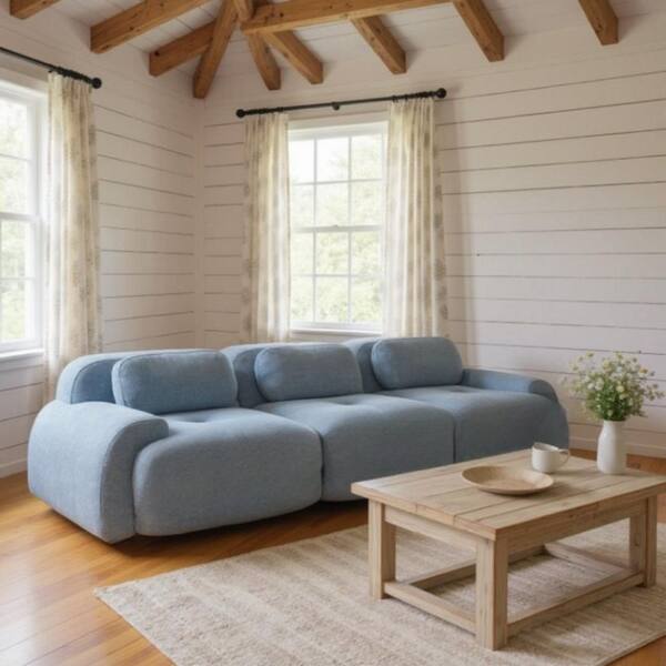 Homy Casa SMZO 117.3 in. Rolled Arm 2-Piece Corduroy Modular Sectional ...