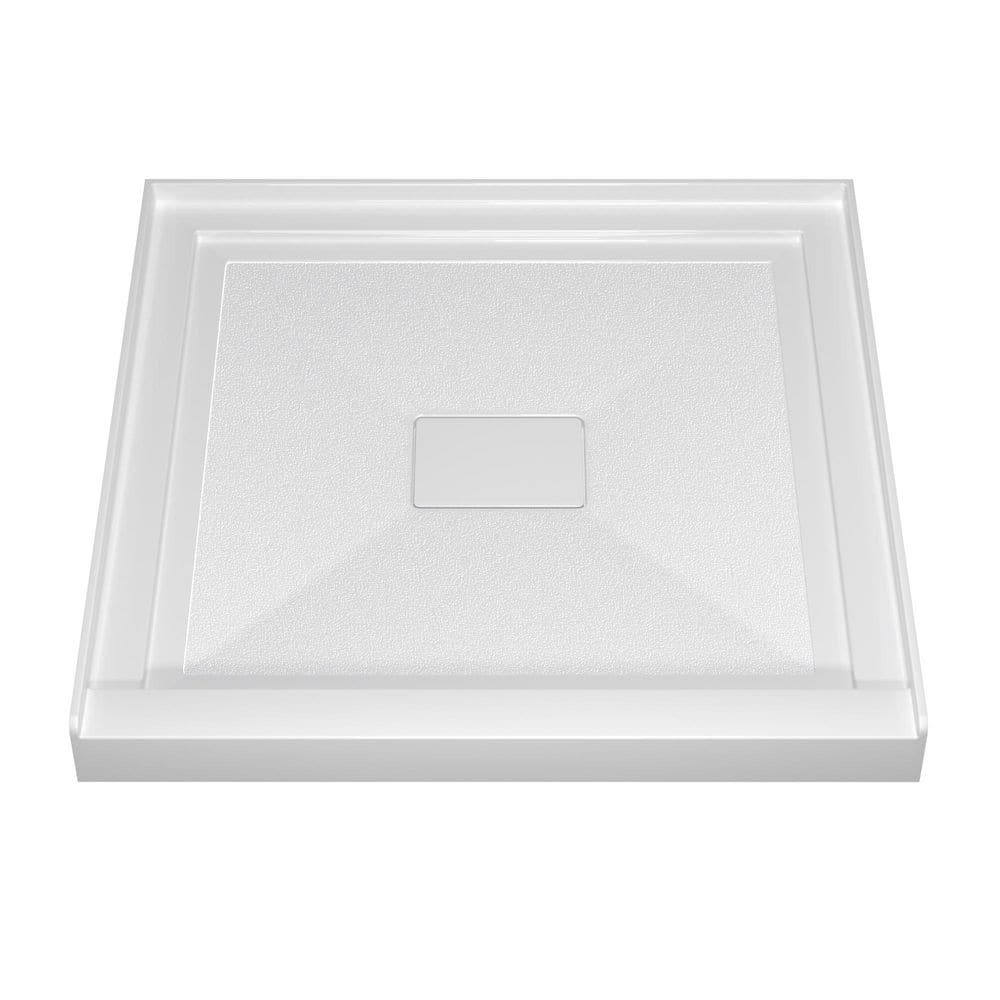 Getpro 34 in. L x 34 in. W Acrylic Alcove Shower Pan Base with Center ...