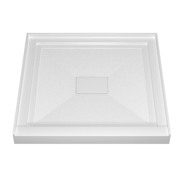 Getpro 34 in. L x 34 in. W Acrylic Alcove Shower Pan Base with Center ...