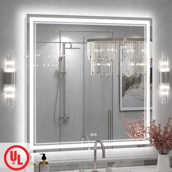 Apmir 38 in. W x 38 in. H Square Frameless UL Certified Front and Back ...