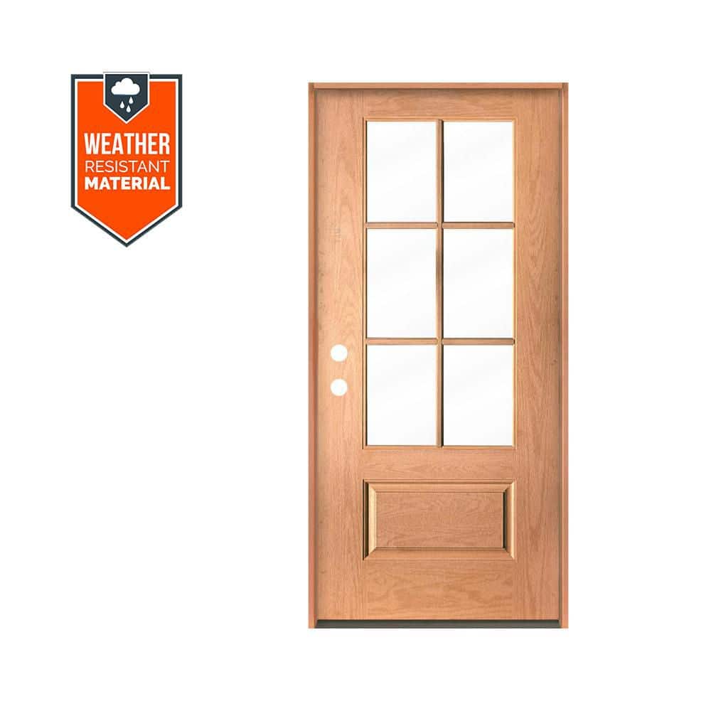 Krosswood Doors 36 in. x 79 in. Farmhouse 6 Lite Clear Glass Right-Hand ...