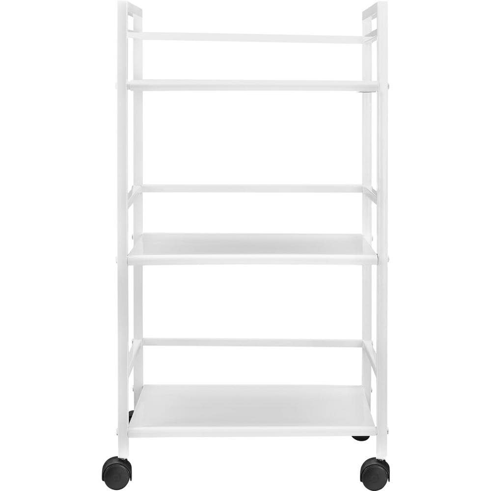 Ameriwood Home Knoll View White 3-Shelf Metal Rolling Utility Cart ...