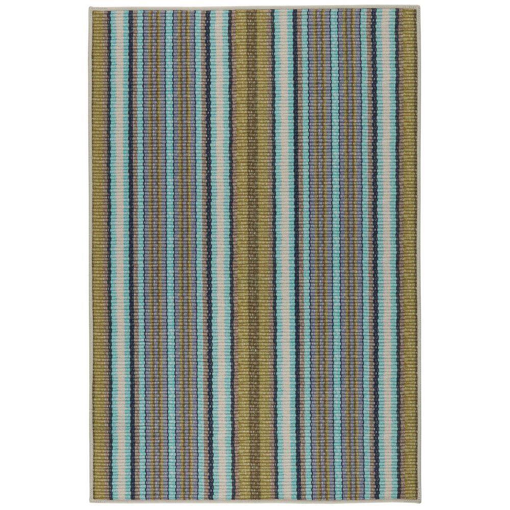 DASH & ALBERT Treehouse Stripe Machine Washable Green 4 ft. x 6 ft ...