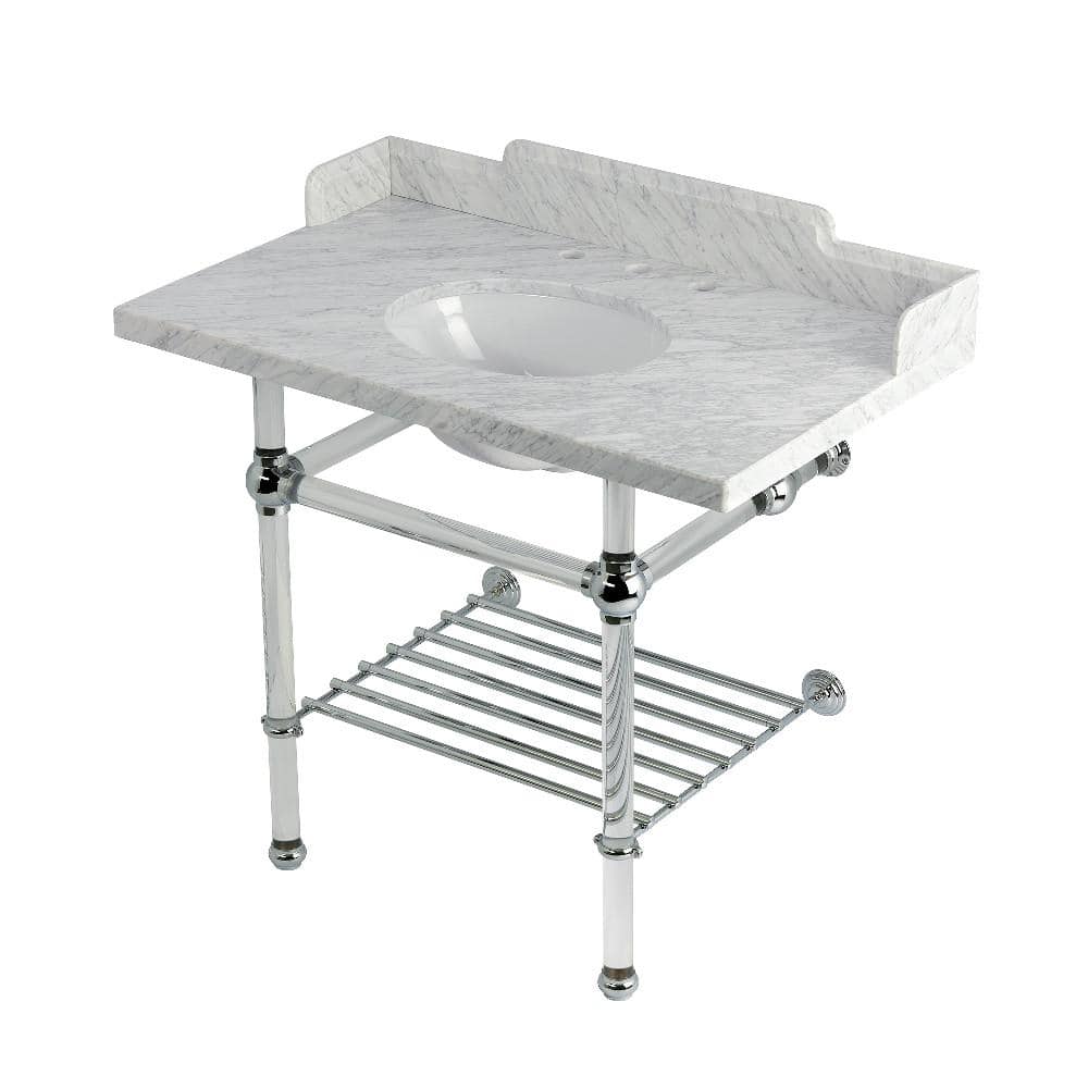 Kingston Brass Pemberton 36 in. Marble Console Sink with Acrylic Legs ...