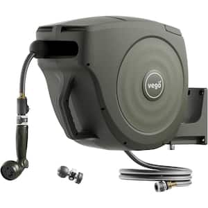 VEVOR Retractable Hose Reel 1/2 in. Dia x 130 ft. Garden Water Hose Reel with 9-Pattern Nozzle ...
