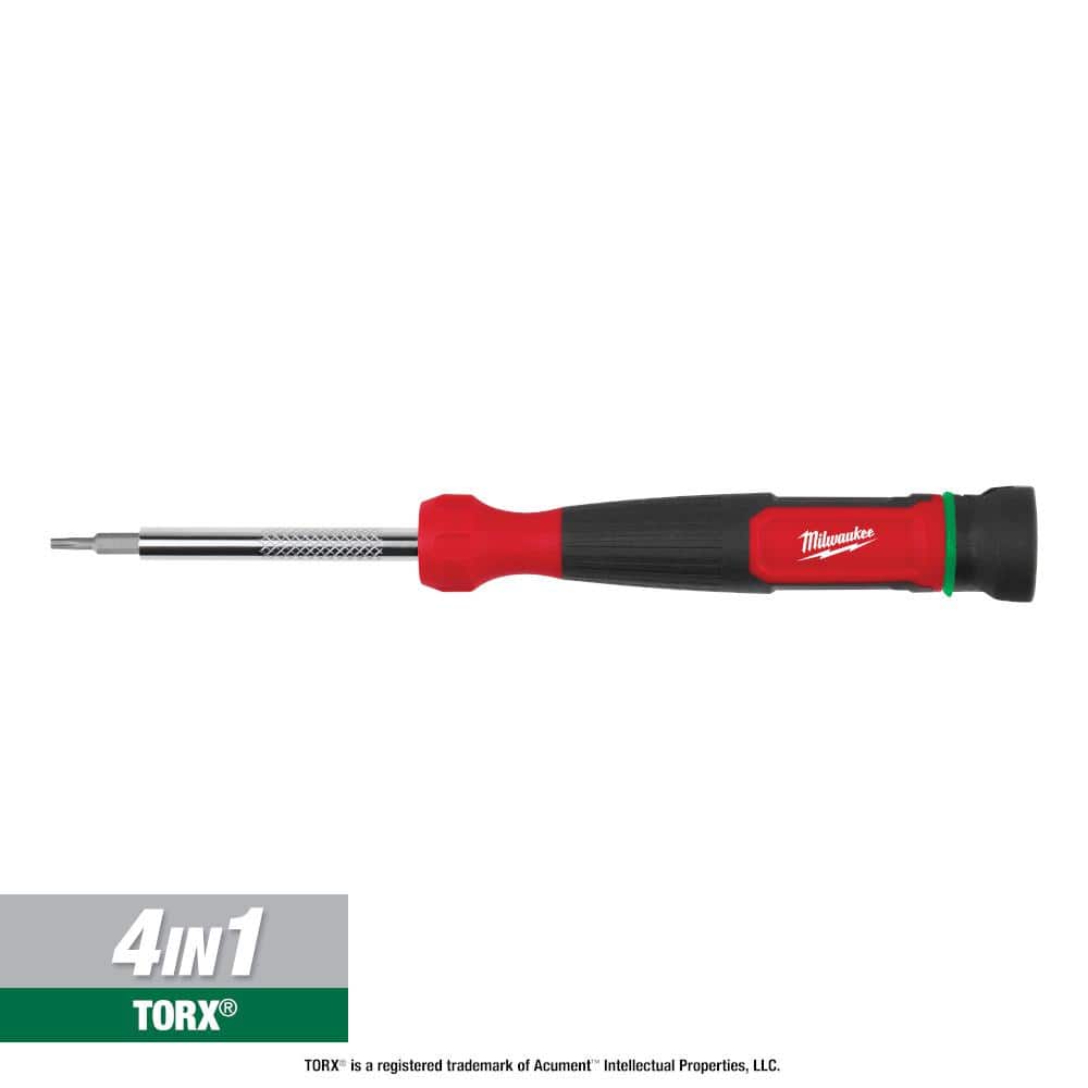 Milwaukee 4-in-1 TORX Tamperproof Precision Multi-Bit Screwdriver 48-22 ...