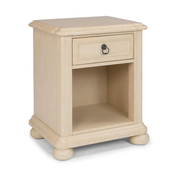 HOMESTYLES Provence 1-Drawer Off-White Nightstand 28 in. H x 23.5 in. W ...