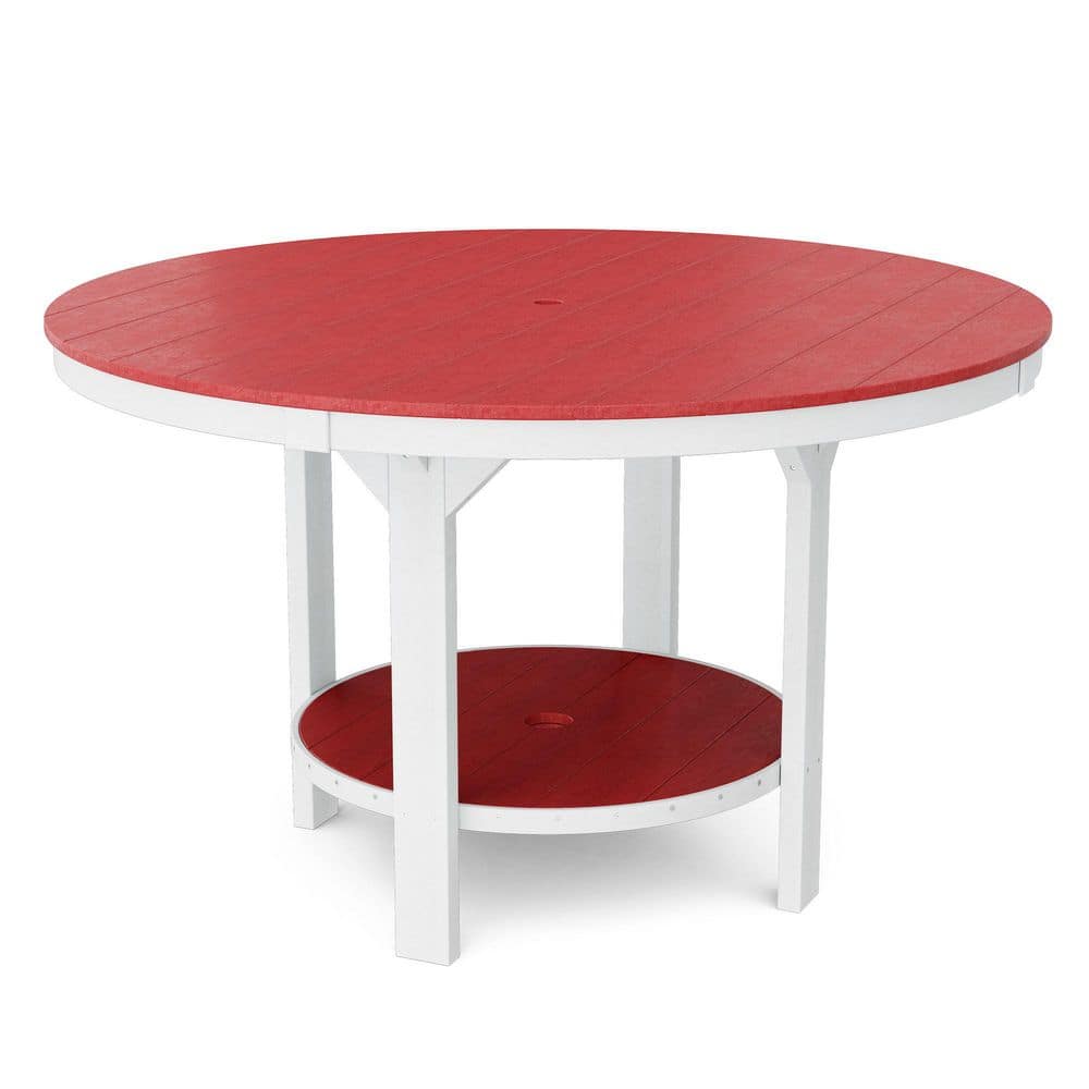 Wildridge Heritage Cardinal Red and White HDPE Plastic Outdoor 60 in ...