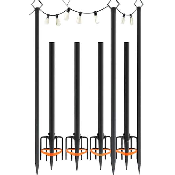 4 Pack 10ft Metal String Light Poles, Outdoor Light Stand with Fork for ...