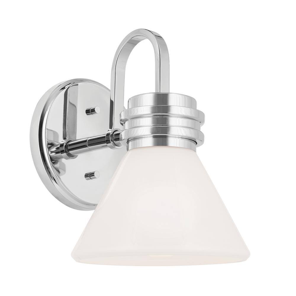 KICHLER Farum 9.5 in. 1-Light Chrome Bathroom Wall Sconce Light with ...