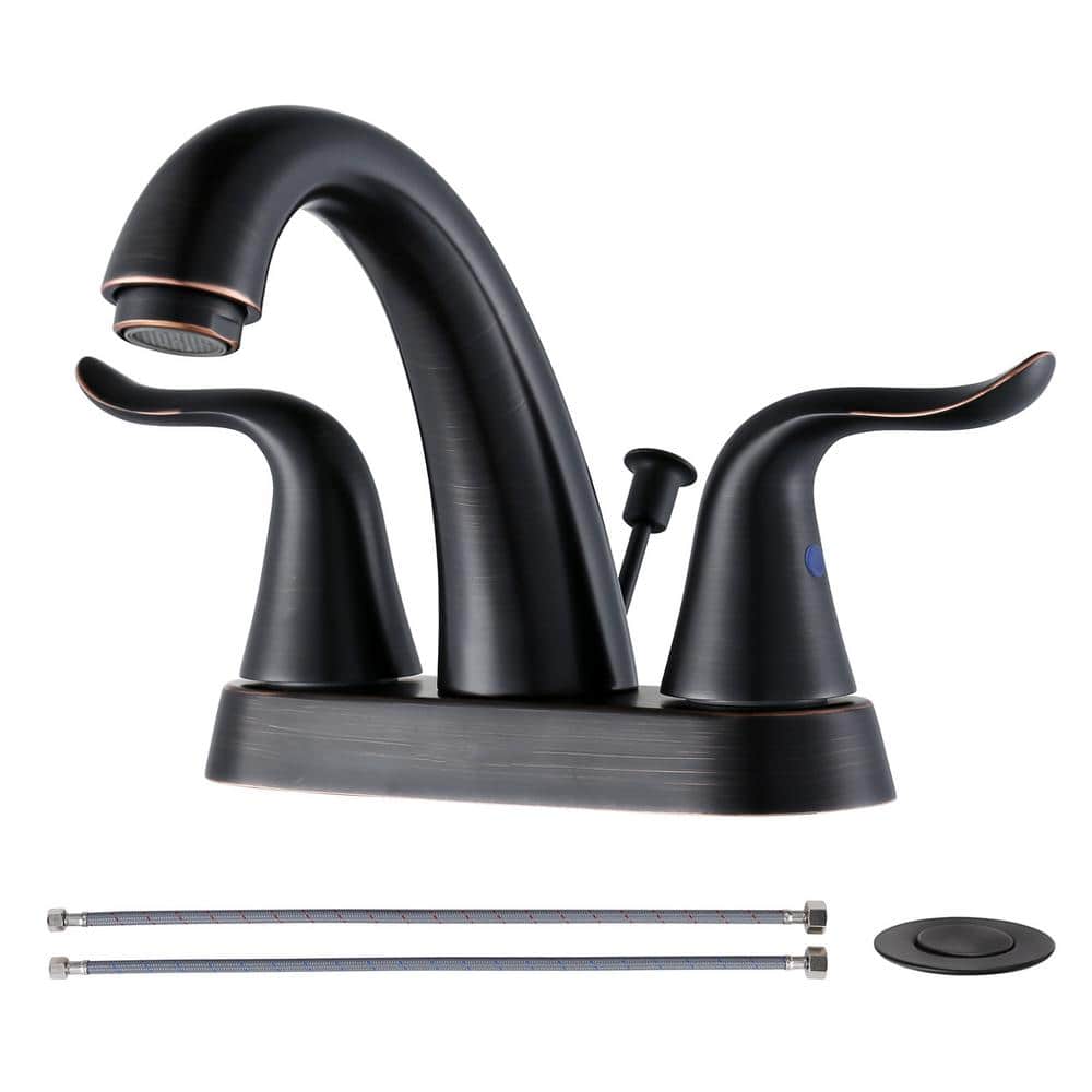 AVITAS Modern High Arc 4 in. Centerset Double Handle Bathroom Faucet ...