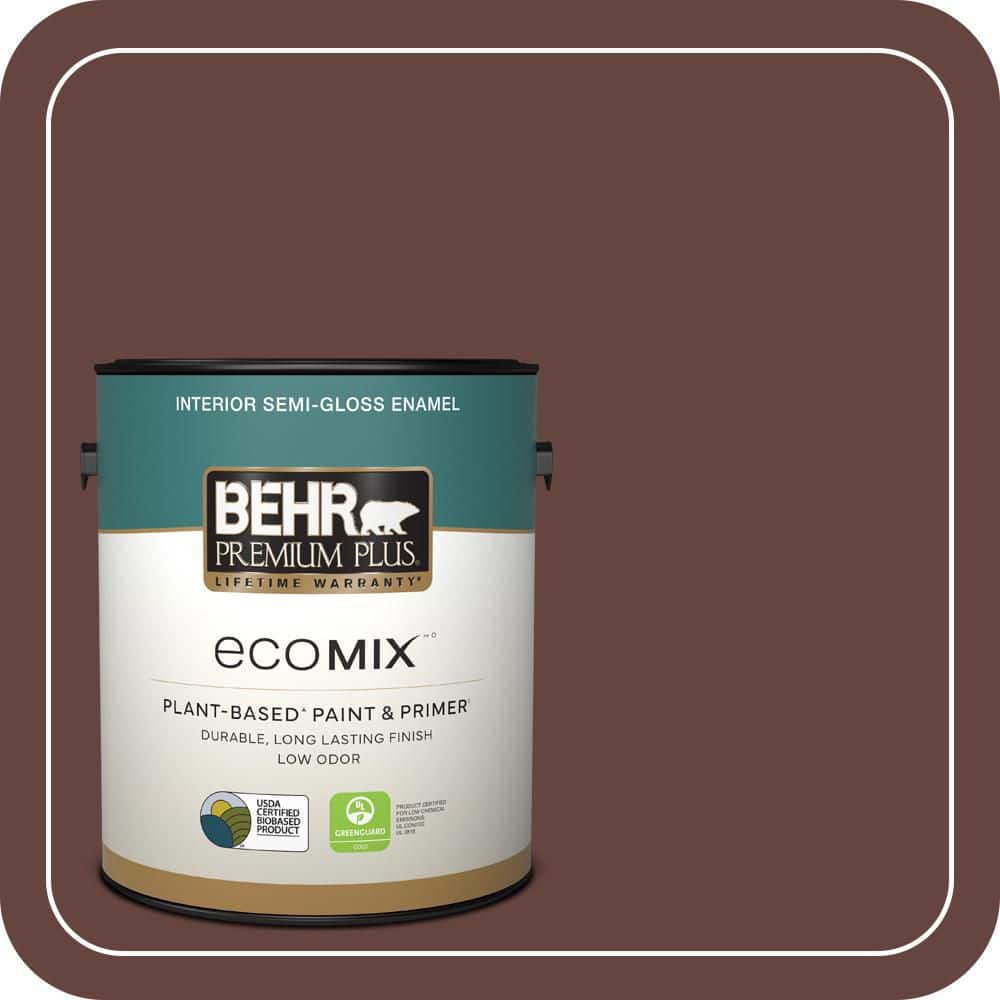 BEHR PREMIUM PLUS 1 gal. #S-G-730 Tawny Port Semi-Gloss Enamel EcoMix ...