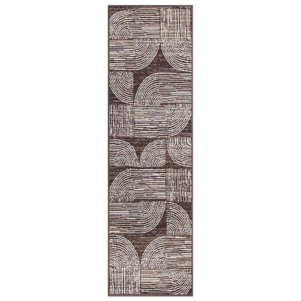 World Rug Gallery Milan Brown 2 ft. x 7 ft. Contemporary Bohemian Arch ...