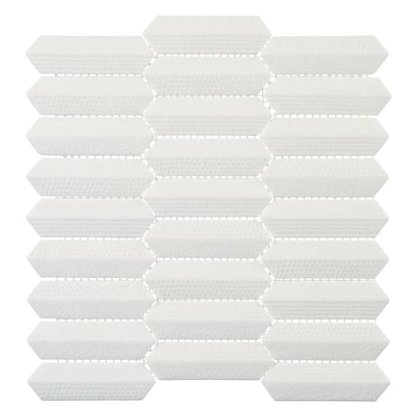 ANDOVA Soren Artesia White 1 in. x 4 in. Hexagon Upcycled Textured ...