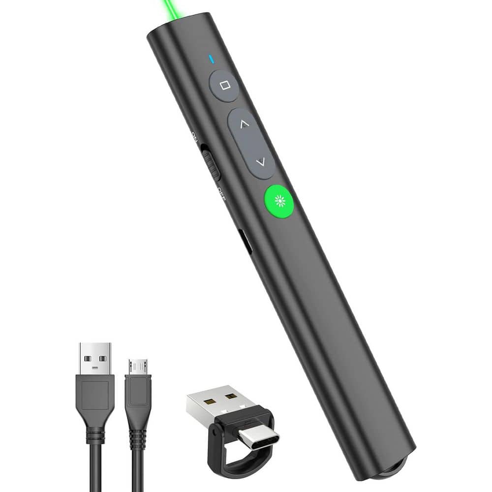 Lukyamzn Rechargeable Presentation Clicker Green Laser Pointer Wireless ...