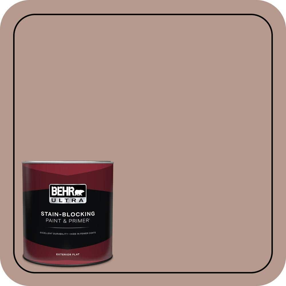 BEHR ULTRA 1 qt. #MQ1-55 Lite Cocoa Flat Exterior Paint & Primer 485404 ...