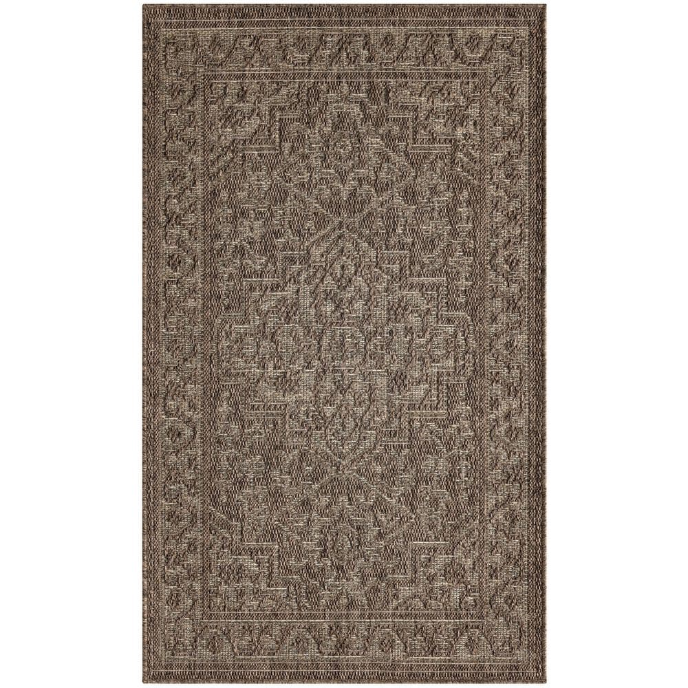 Nourison Tulum Brown 3 ft. x 5 ft. Center medallion Contemporary Area ...