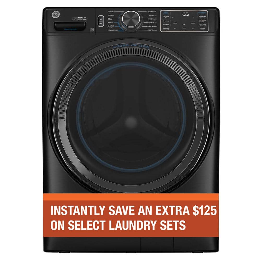 GE 5.0 cu.ft. Smart Front Load Washer in Carbon Graphite with Steam ...