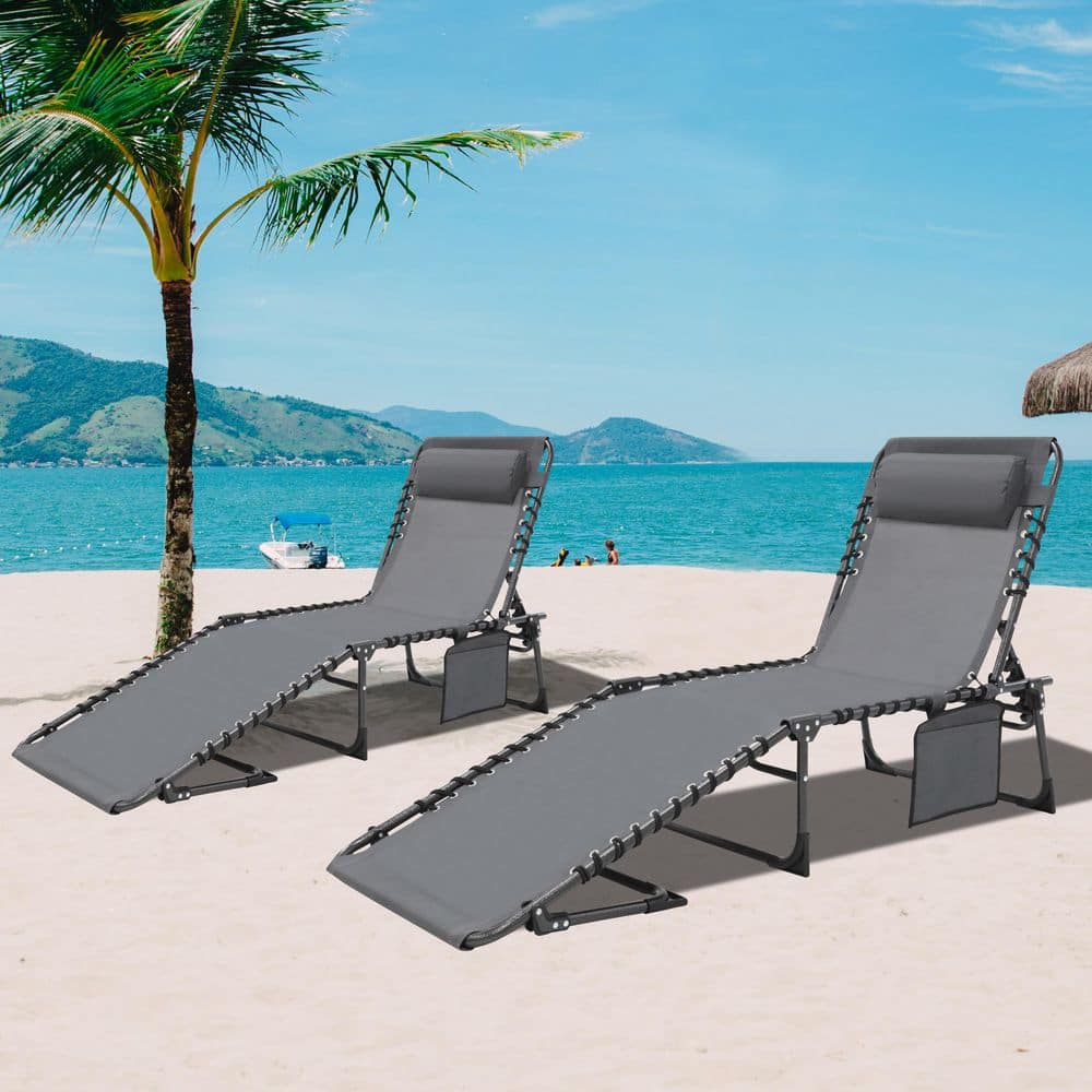 Reviews for VEIKOUS 2-Piece Folding Chaise Lounge Set with Pillow and ...