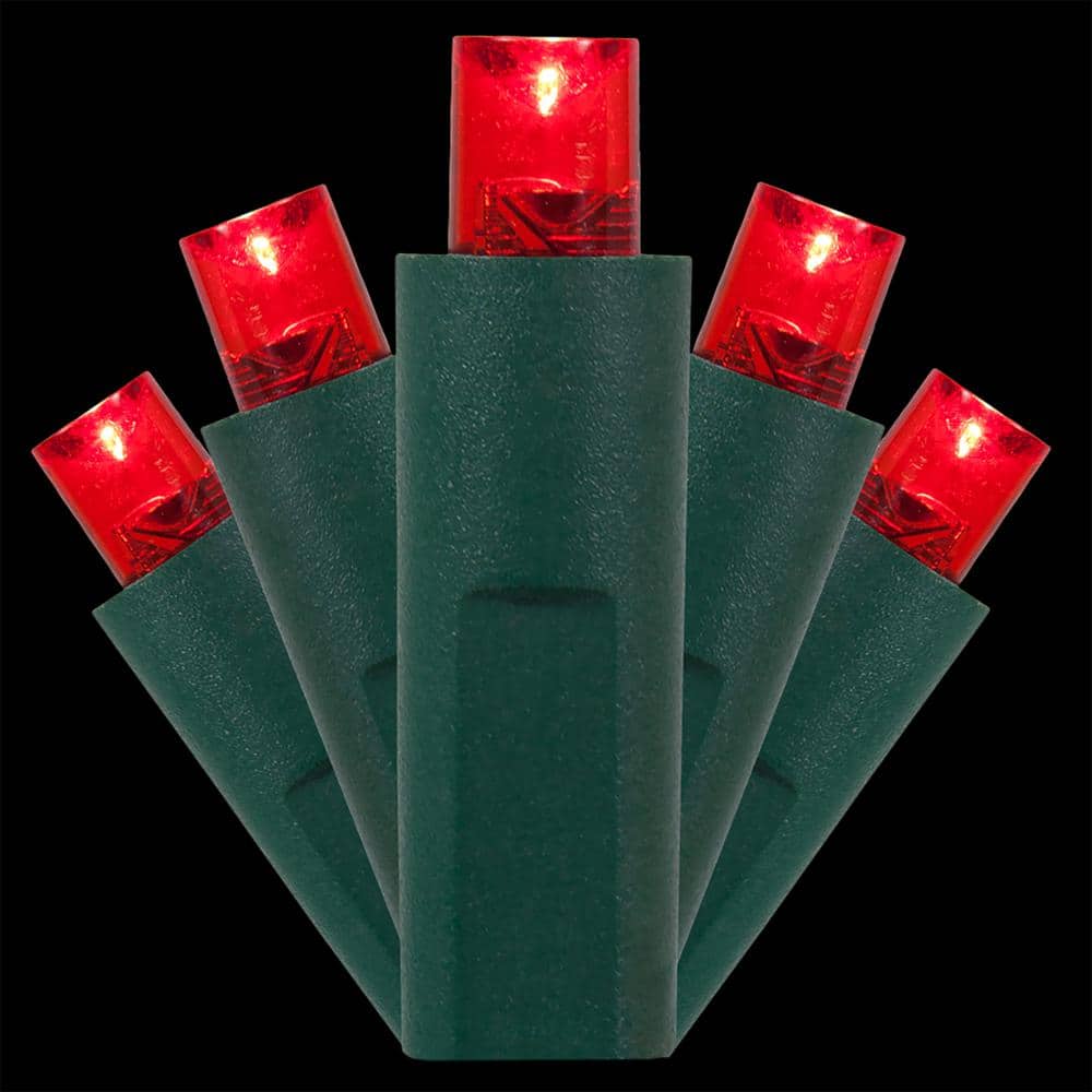 Kringle Traditions 25 ft. 50-Light Red 5 mm LED Balled Mini Light Set ...