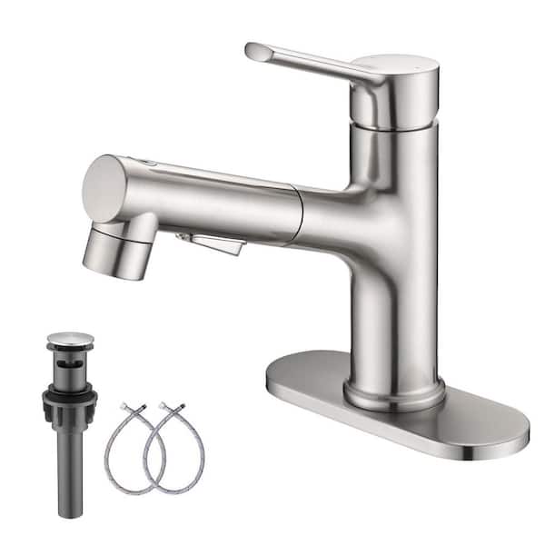 PROOX Single Handle Pull Out Sprayer Single Hole Bathroom Faucet ...