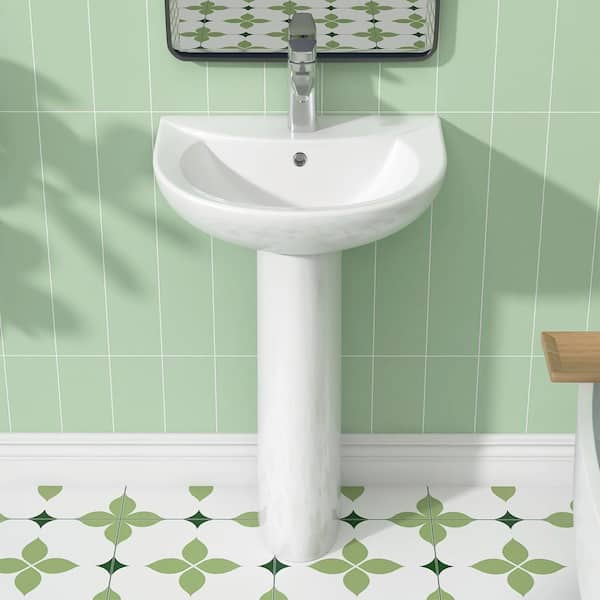 Getpro 21 in. W x 18 in. D U Shape Vitreous China Vessel Pedestal Combo ...