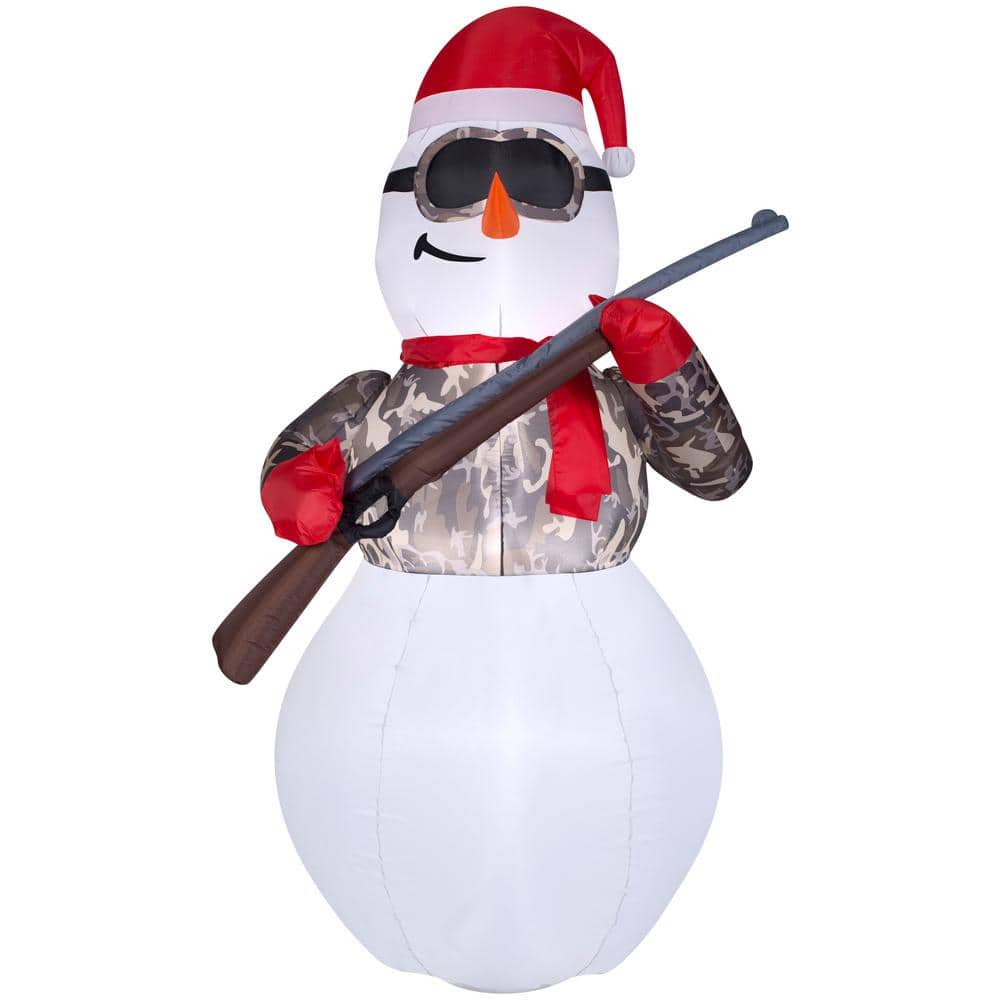 Gemmy 6 ft. Inflatable Hunting Snowman in Camo G-13569 - The Home Depot